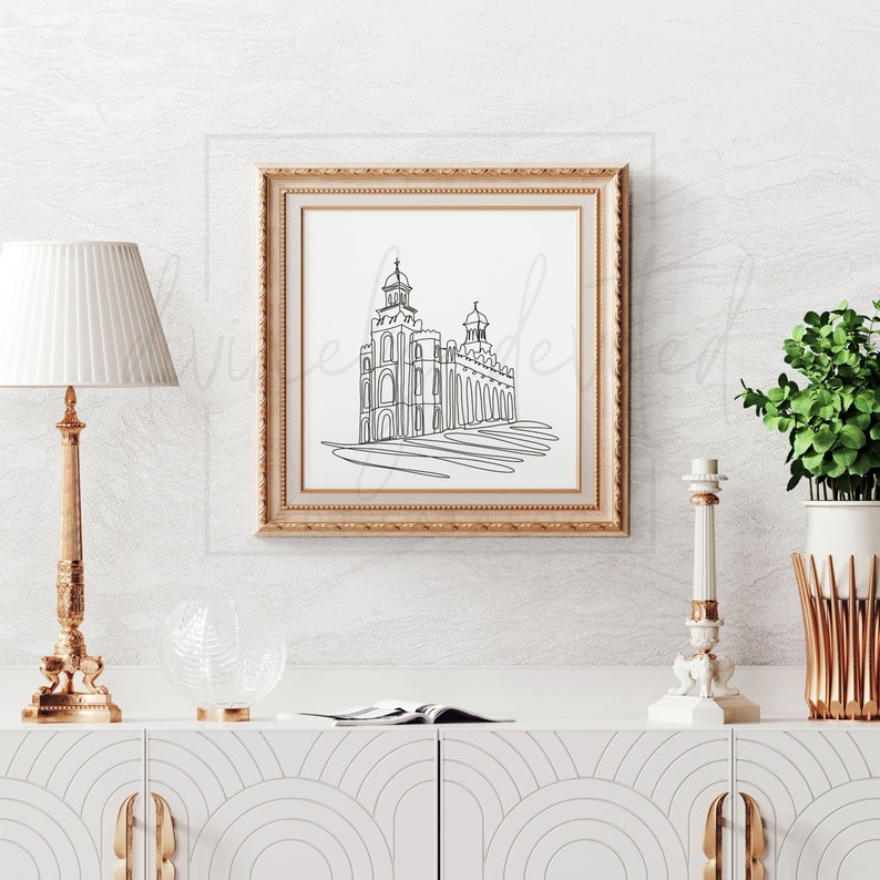 LDS Temple Drawing One Line Drawing Logan Utah Temple Wedding Artwork ...