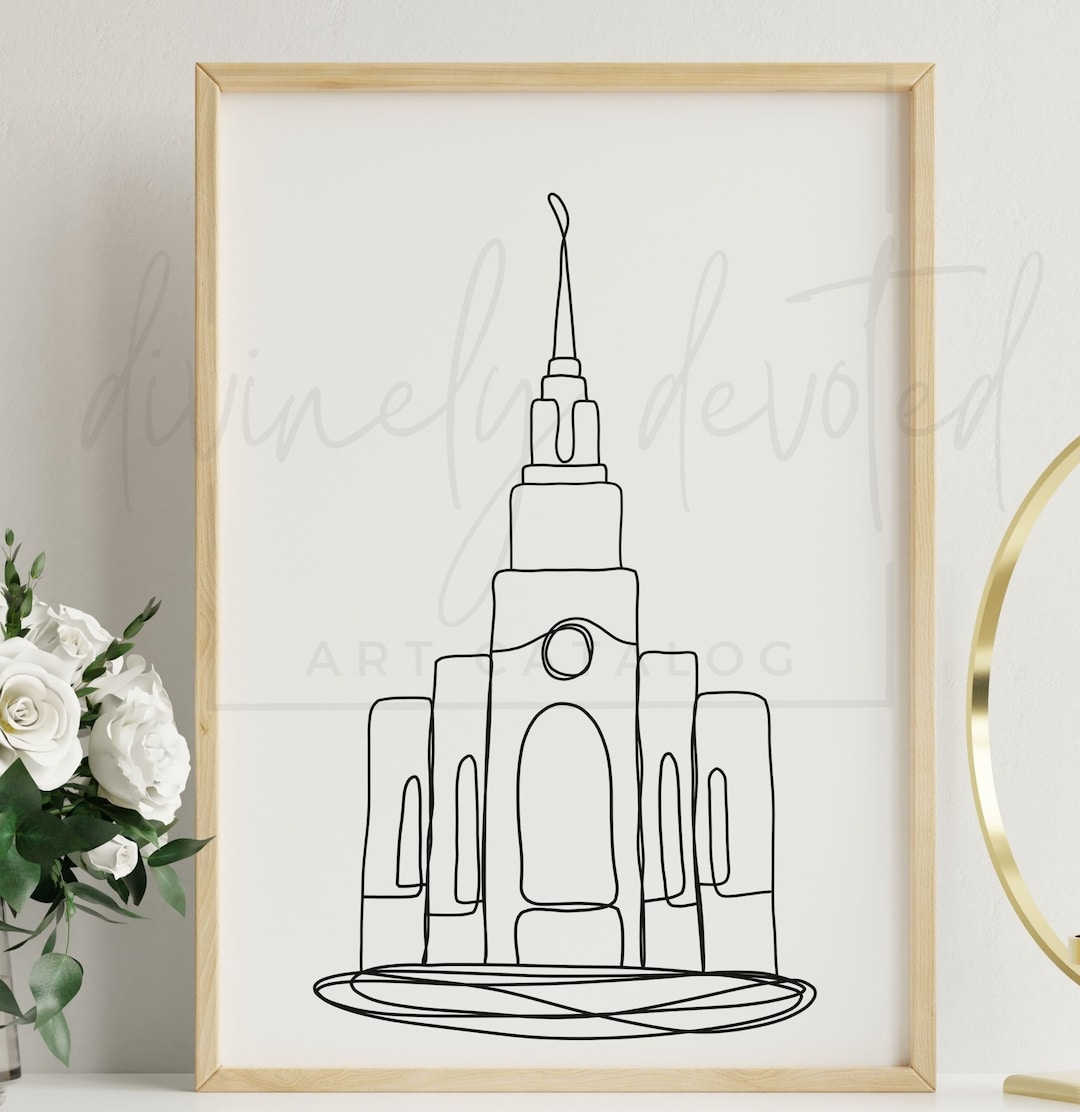 LDS Temple Drawing One Line Drawing Layton Utah Temple Wedding Artwork ...