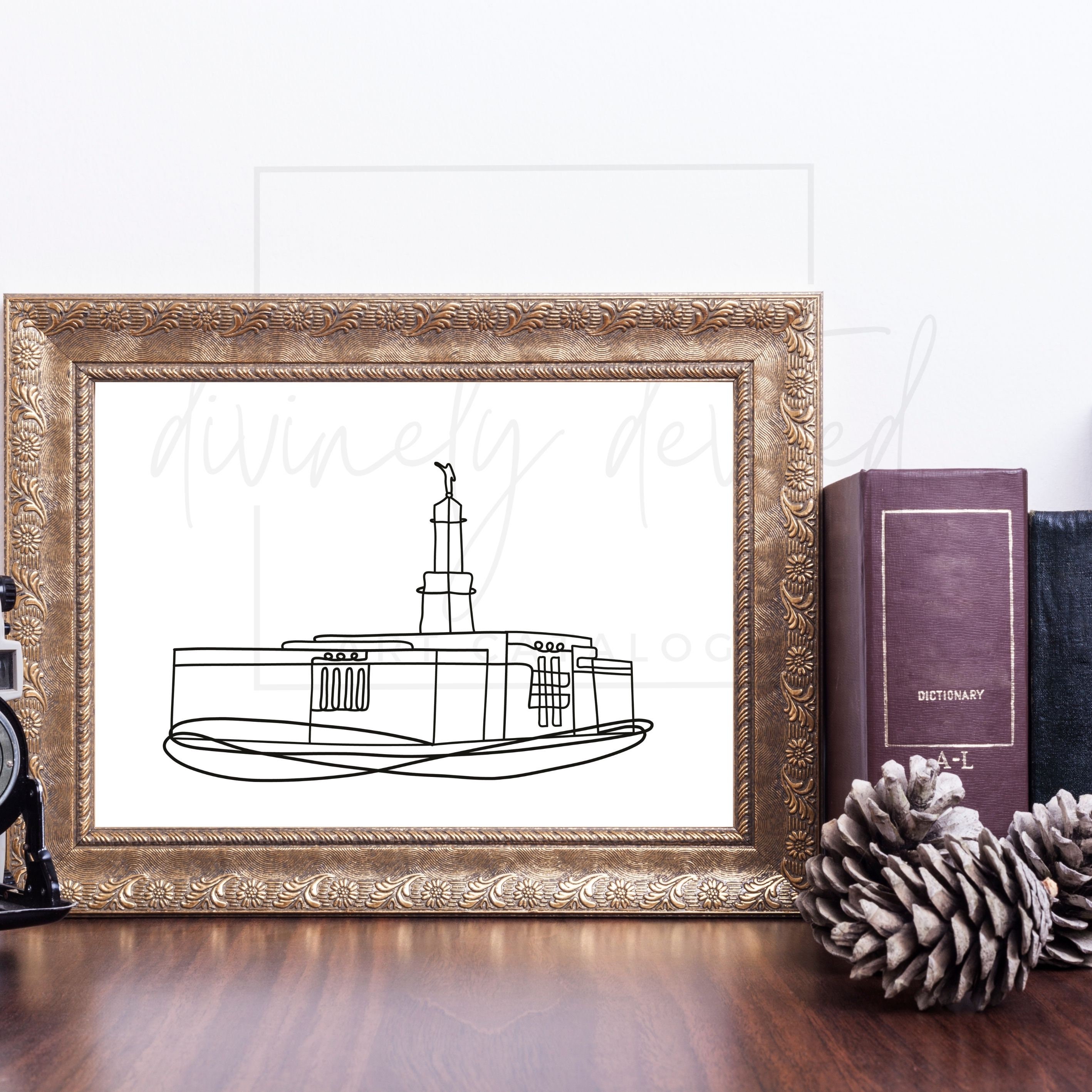 LDS Temple Drawing One Line Drawing Monticello Utah Temple Wedding ...