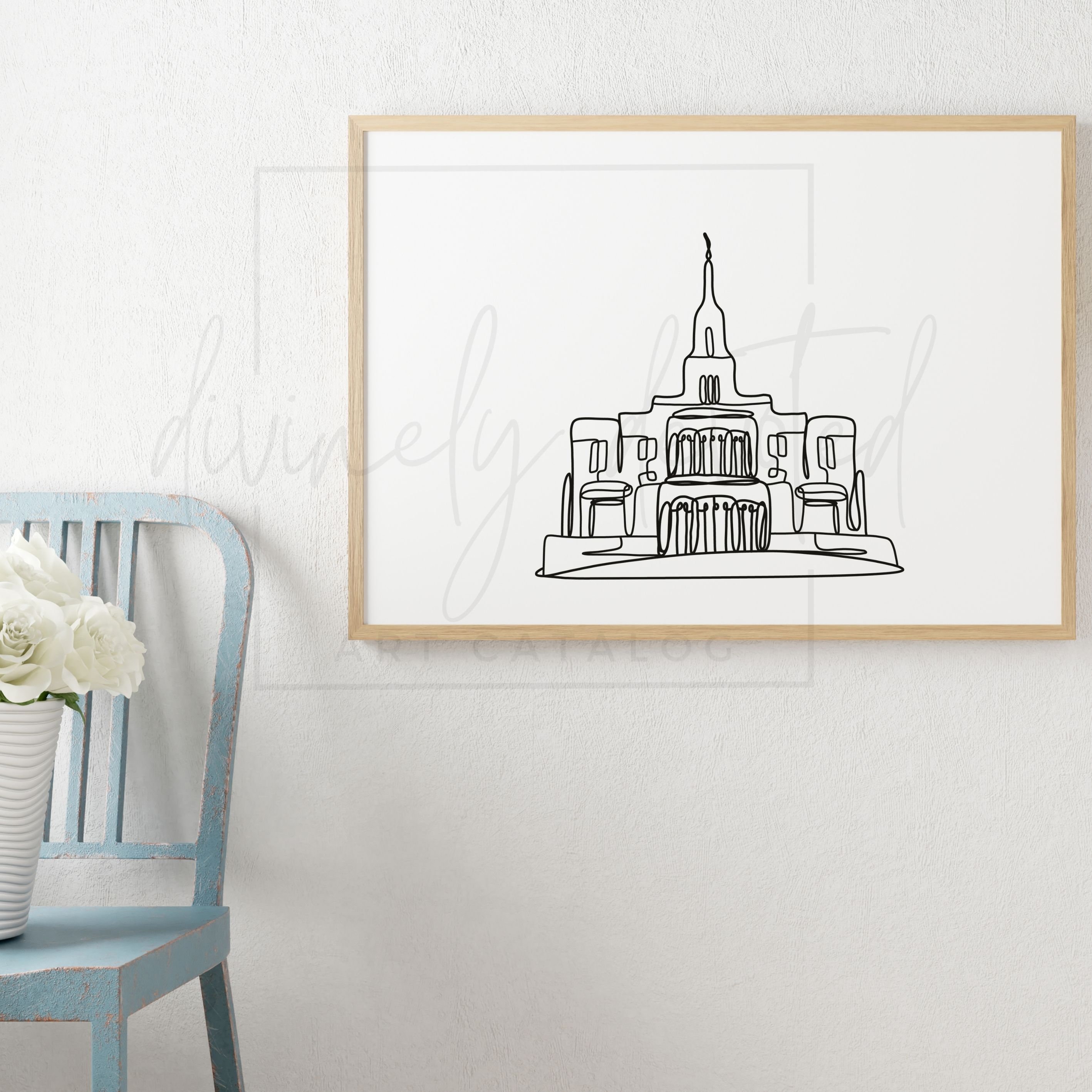 LDS Temple Drawing One Line Drawing Payson Utah Temple Wedding Artwork ...