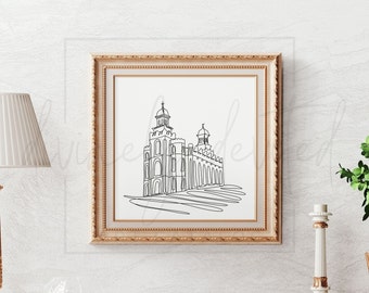 LDS Temple Drawing One Line Drawing Taylorsville Utah Temple Wedding ...