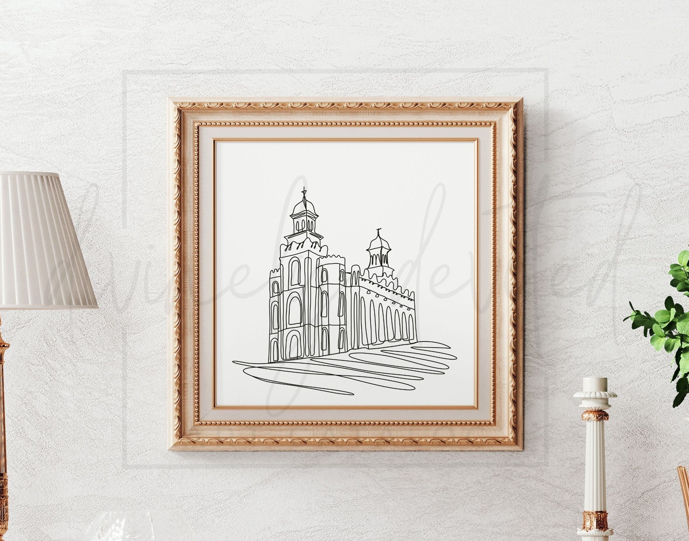 LDS Temple Drawing One Line Drawing Logan Utah Temple Wedding Artwork ...