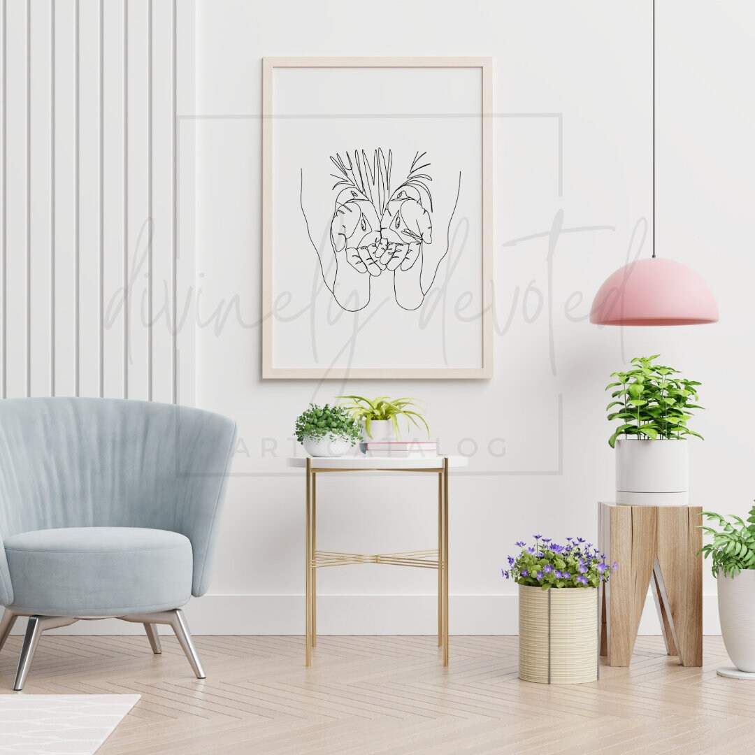 Christian Line Drawing Wall Art Minimalist Religious Art Bible Verse ...