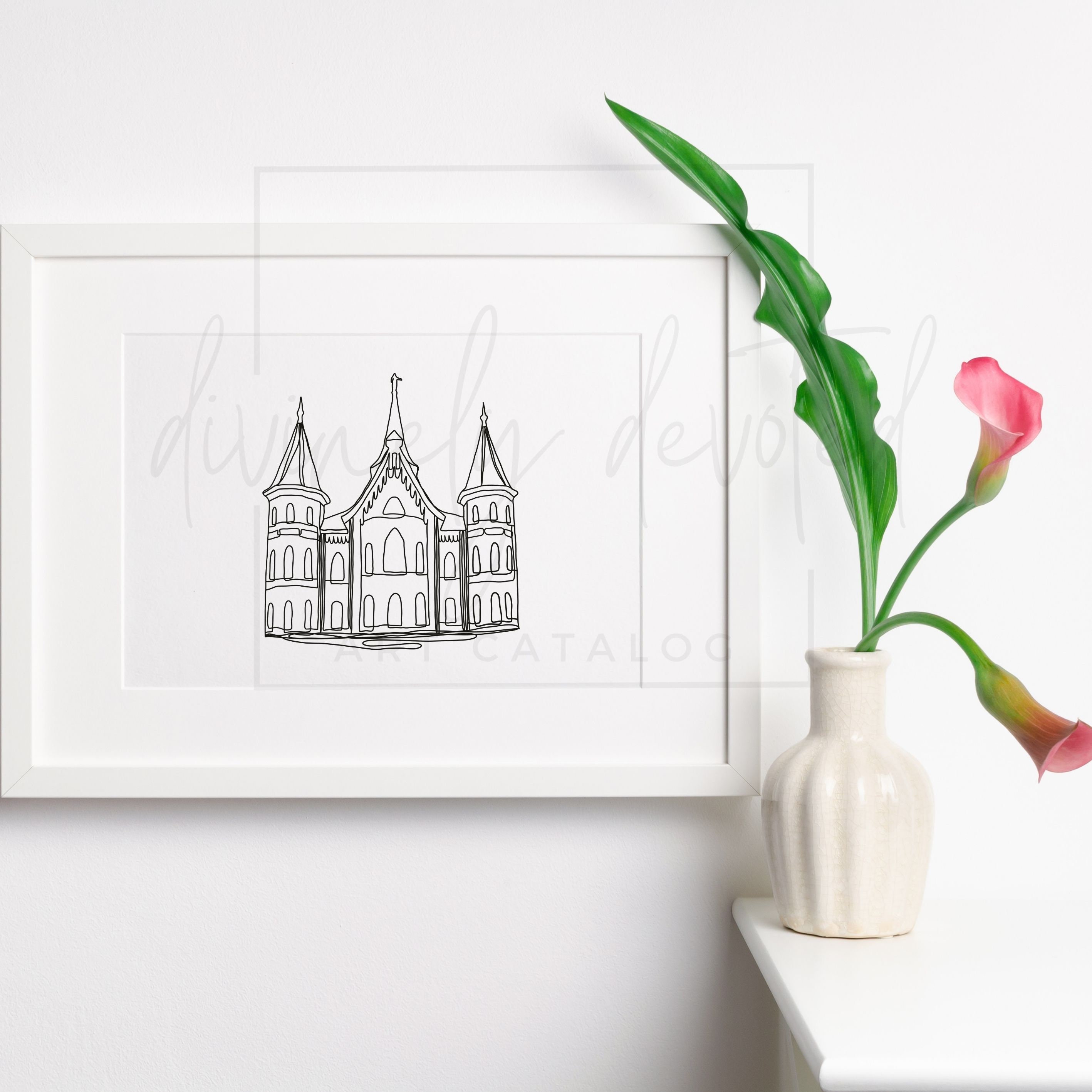 LDS Temple Drawing One Line Drawing Provo City Center Utah Temple ...
