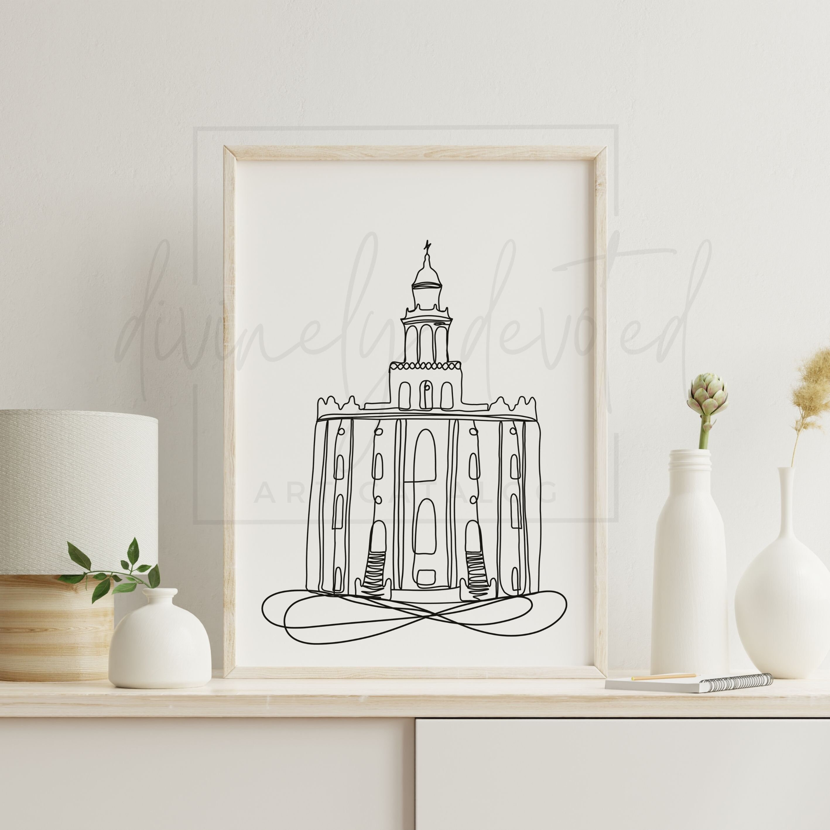 LDS Temple Drawing One Line Drawing St. George Utah Temple Wedding ...
