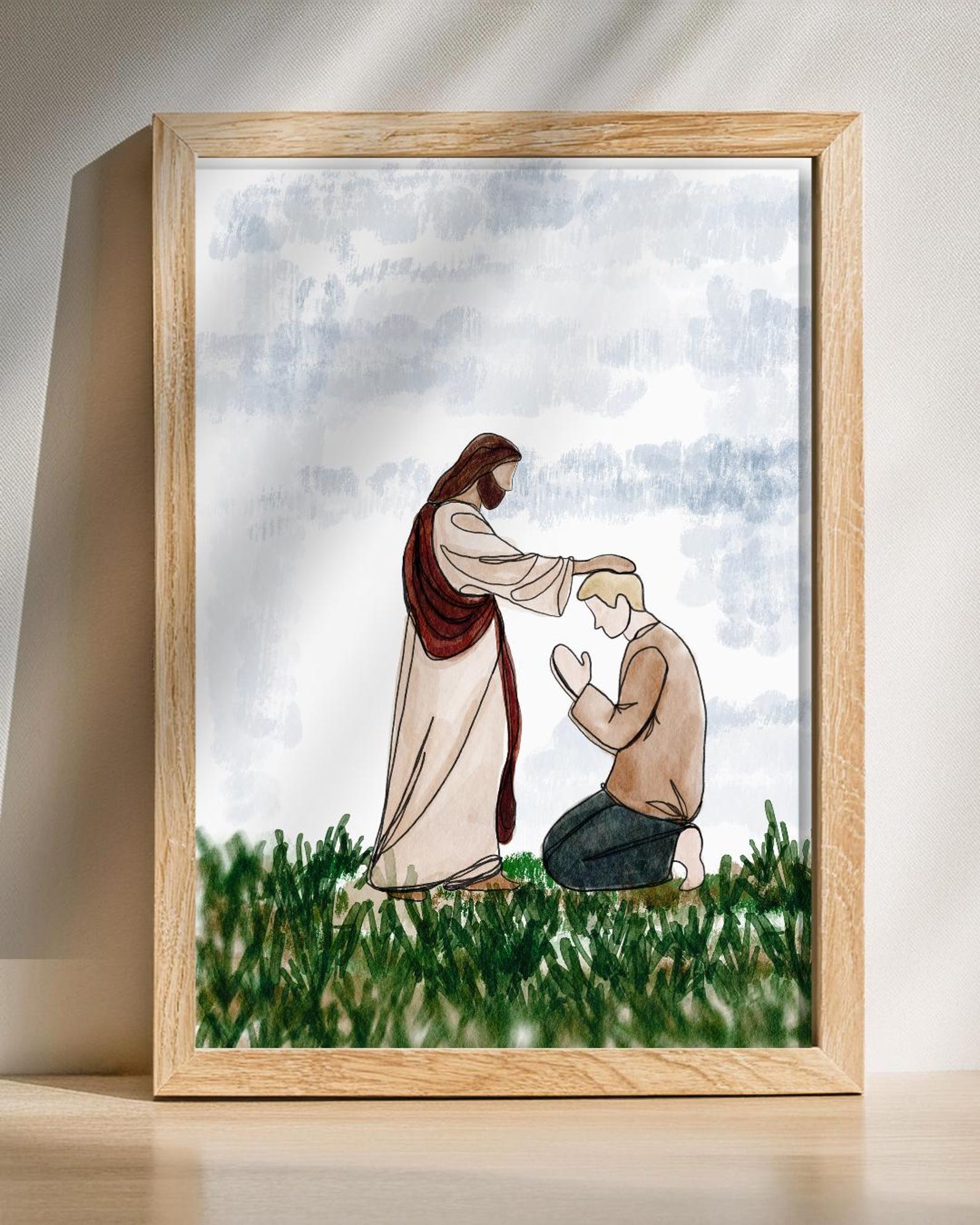 Blessed | Son of God Art | Jesus Christ Watercolor Wall Art | Religious ...