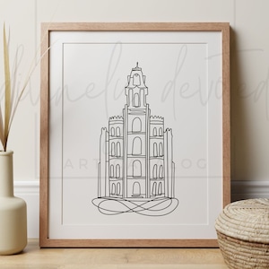 LDS Temple Drawing One Line Drawing Manti Utah Temple Wedding - Etsy