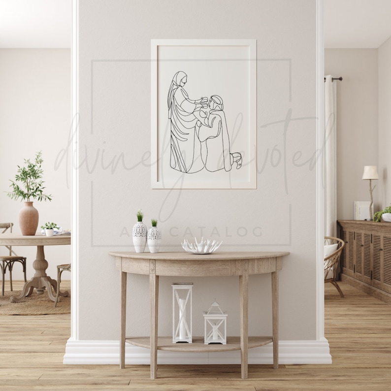 Jesus Christ Line Art Bible Verse Art Christian Wall Art Religious ...