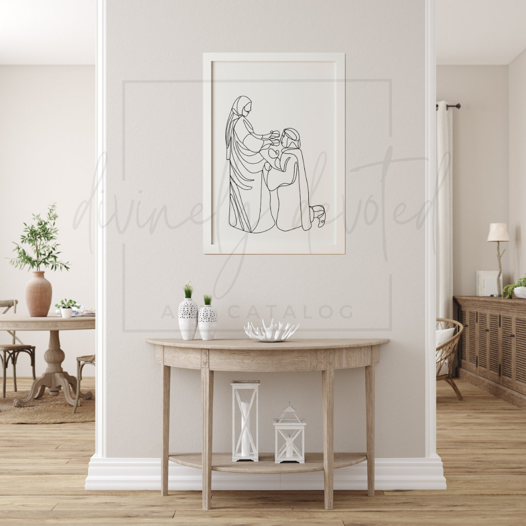 Jesus Christ Line Art Bible Verse Art Christian Wall Art Religious ...