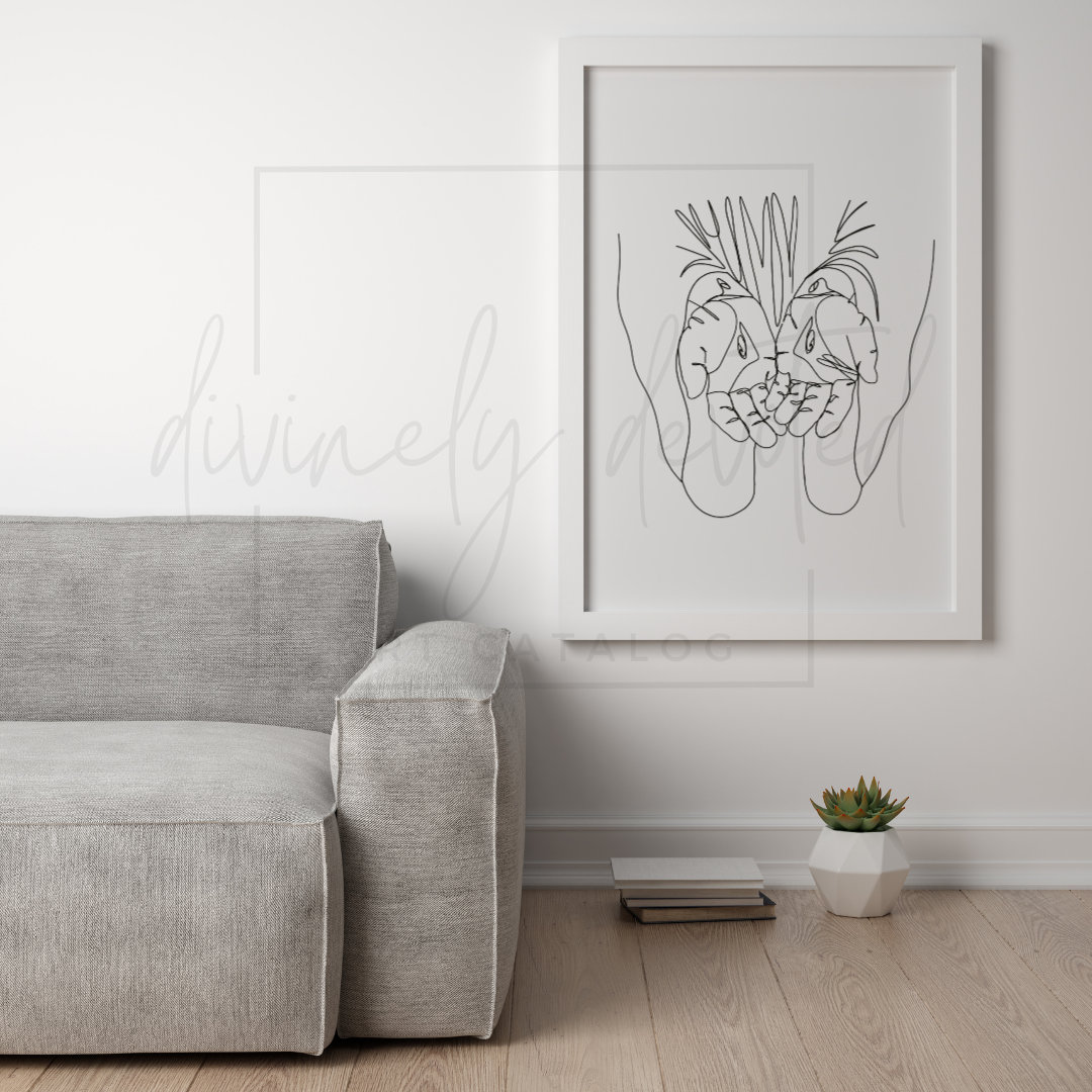 Christian Line Drawing Wall Art Minimalist Religious Art Bible Verse ...