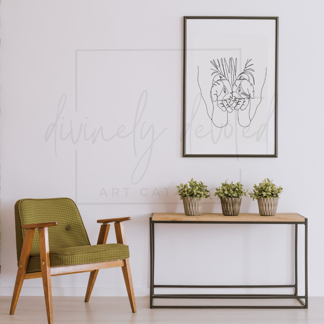 Christian Line Drawing Wall Art Minimalist Religious Art Bible Verse ...