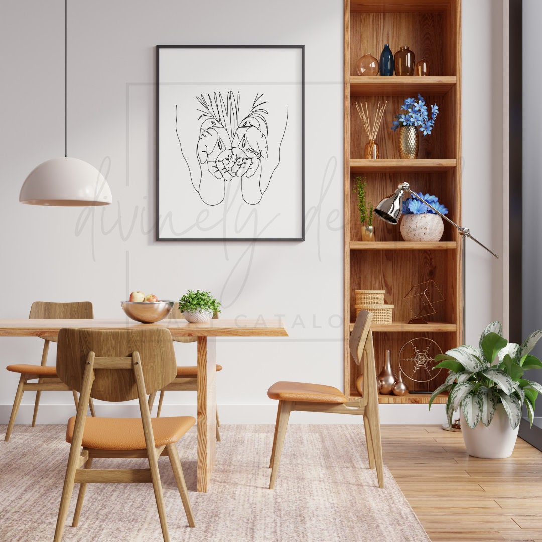 Christian Line Drawing Wall Art Minimalist Religious Art Bible Verse ...