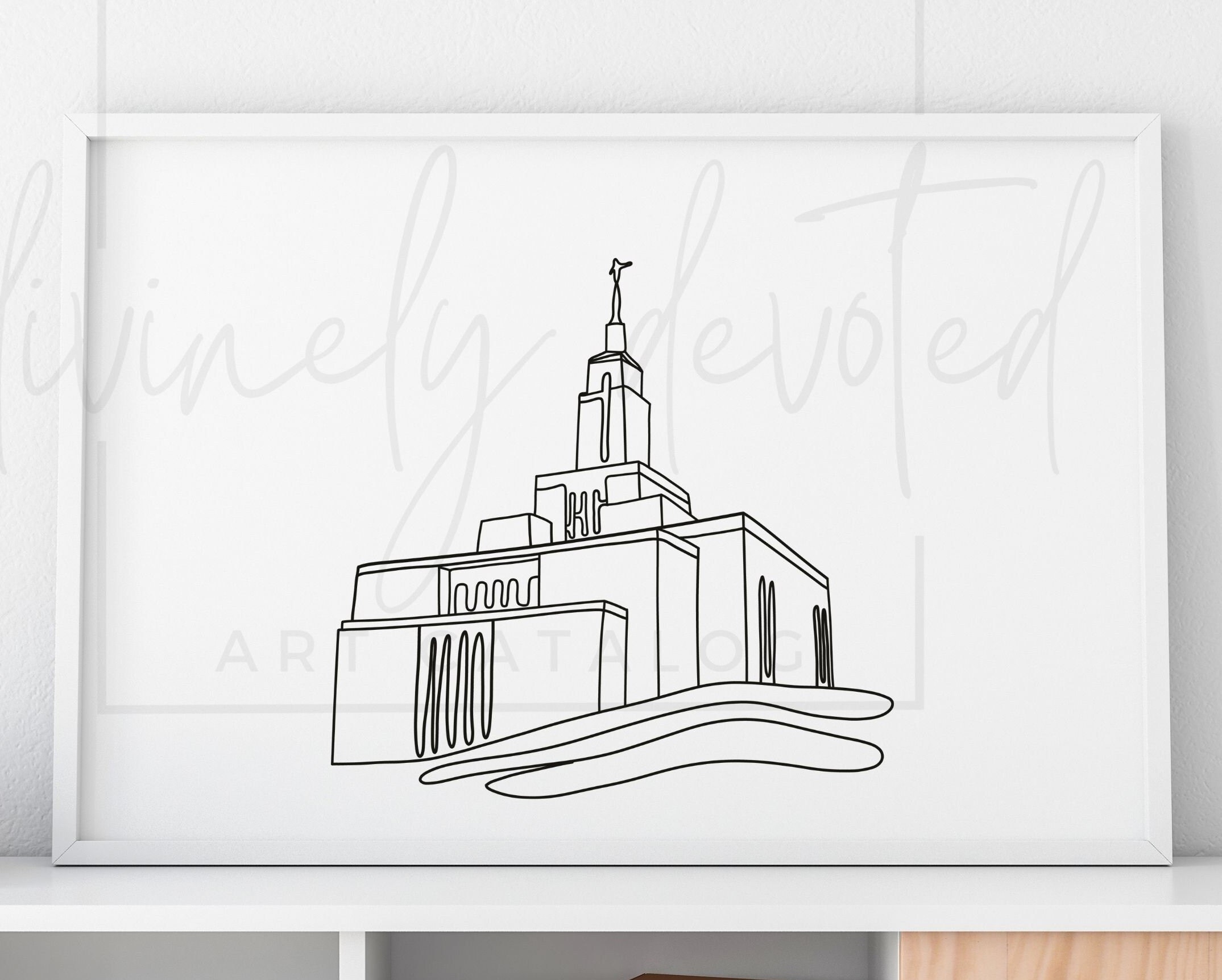LDS Temple Drawing One Line Drawing Draper Utah Temple Wedding Artwork ...