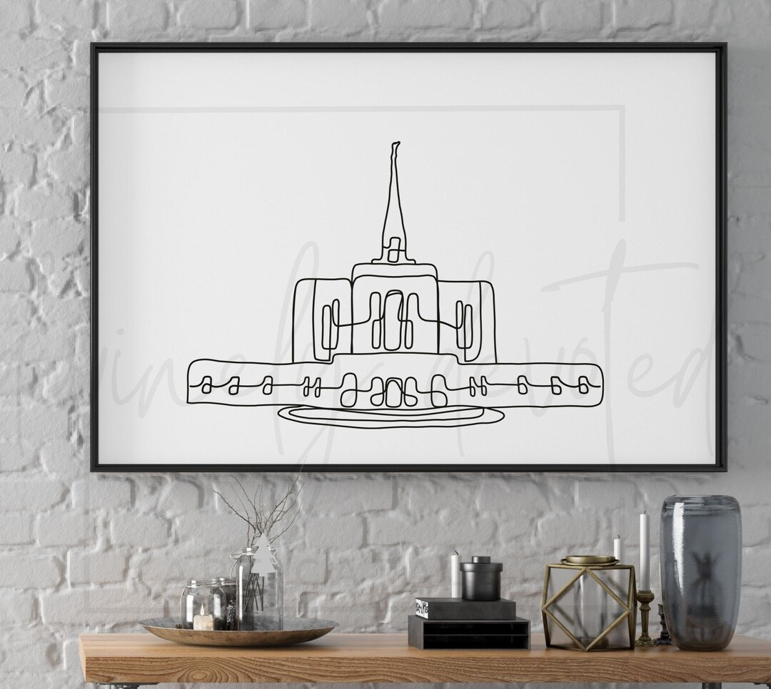 LDS Temple Drawing One Line Drawing Ogden Utah Temple Wedding Artwork ...