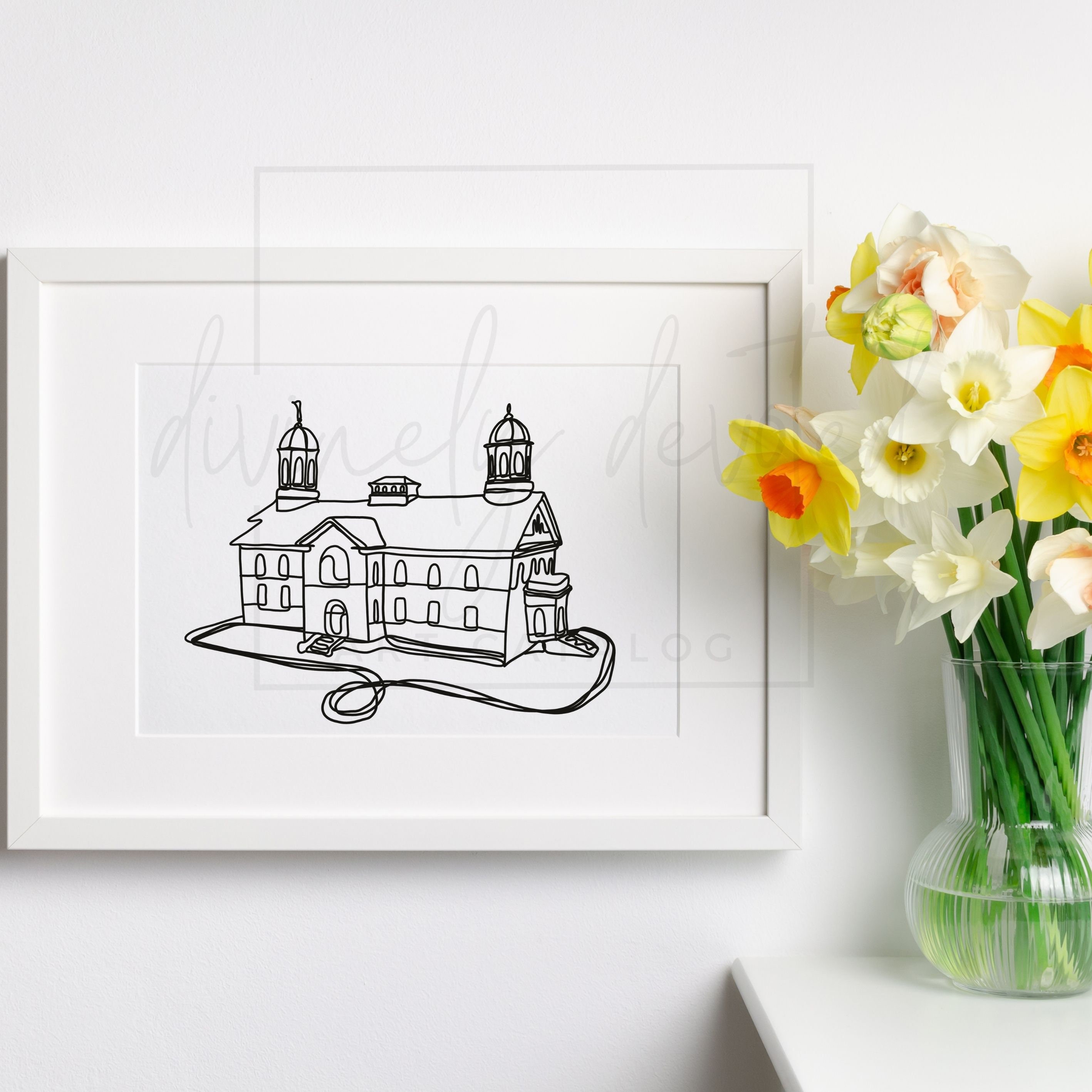 LDS Temple Drawing One Line Drawing Vernal Utah Temple Wedding Artwork ...