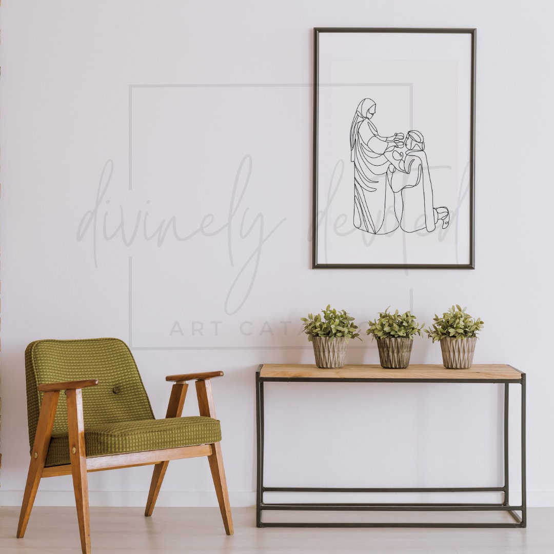 Jesus Christ Line Art Bible Verse Art Christian Wall Art Religious ...