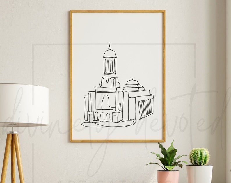 LDS Temple Drawing One Line Drawing Ephraim Utah Temple Wedding Artwork ...