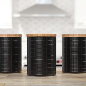 Set of 3 Black Canister Sets Kitchen Counter Canisters Rustic - Etsy