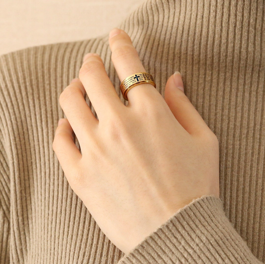 Cross Fidget Ring Anxiety Ring Spinner Ring Meditation Ring Gift for ...
