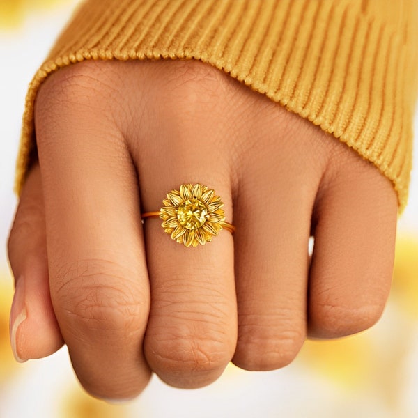 Sunflower Ring - Etsy