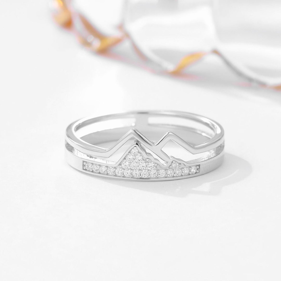 Silver Mountain Ring, Keep Climbing Ring, Gift for Mom, Mountain ...