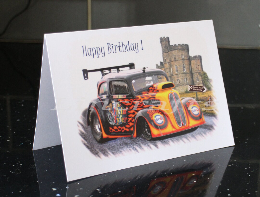 Birthday Card for Him, Outlaw Anglia, Santa Pod Raceway, Greeting Card ...