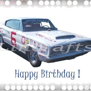 Birthday Card for Men, Dodge Charger American Car Greeting Card, Hot ...