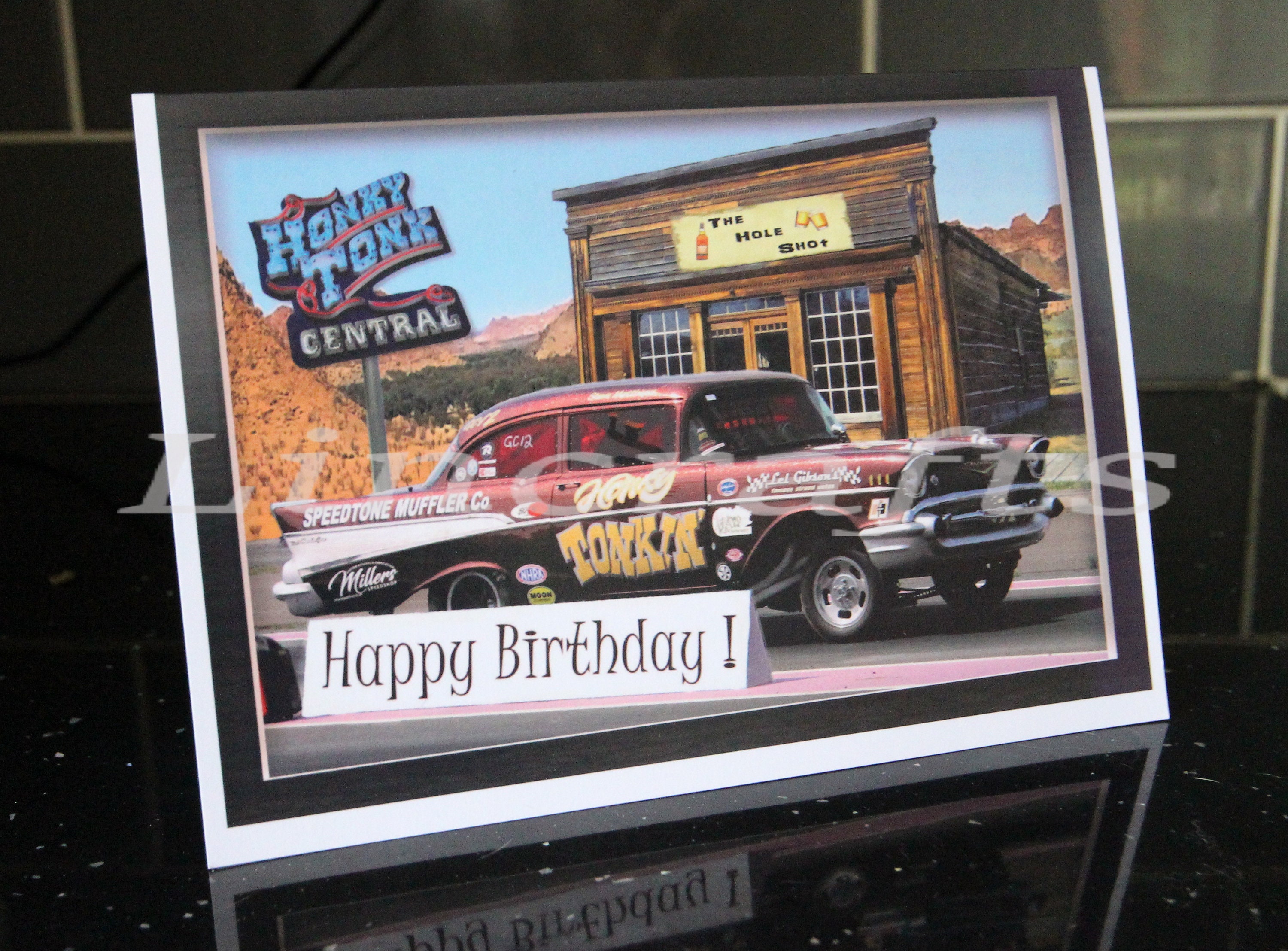 Birthday Card for Men, Drag Race Greeting Card, Honky Tonkin' Chevy ...
