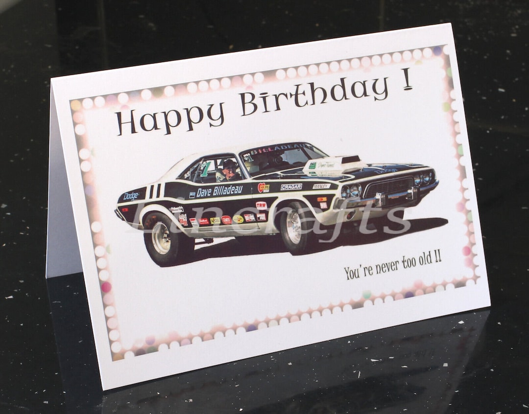 Birthday Card for Men, Dodge Challenger American Car Greeting Card, Hot ...