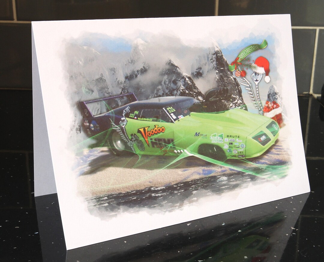 Car Christmas Card for a Drag Racing Fan. Ideal Xmas Santa Pod Fan Men ...