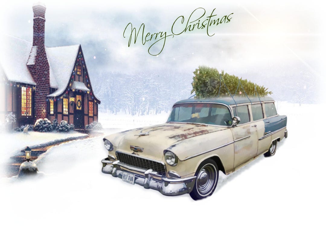 American Car Christmas Card for a Custom or Hot Rod Lover. Ideal for a ...