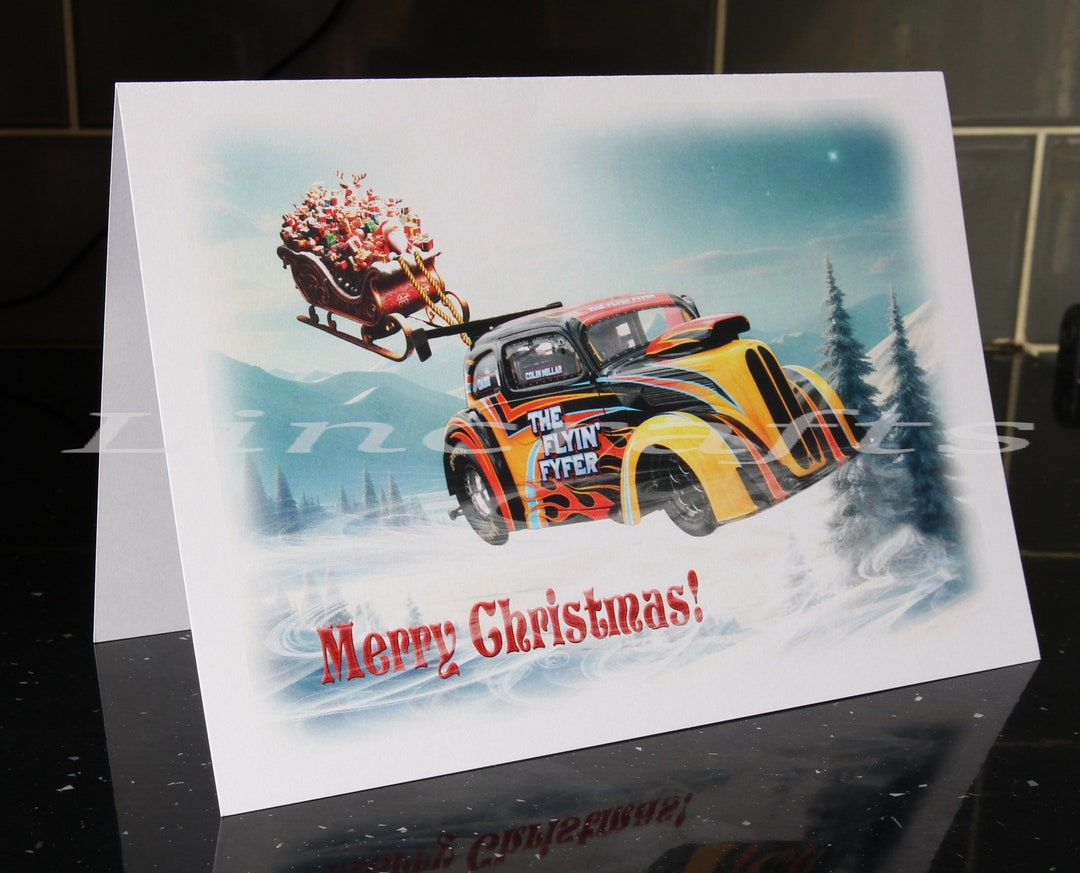 Car Christmas Card. Flyin' Fyfer & Sleigh Ford Pop for a Drag Racing ...