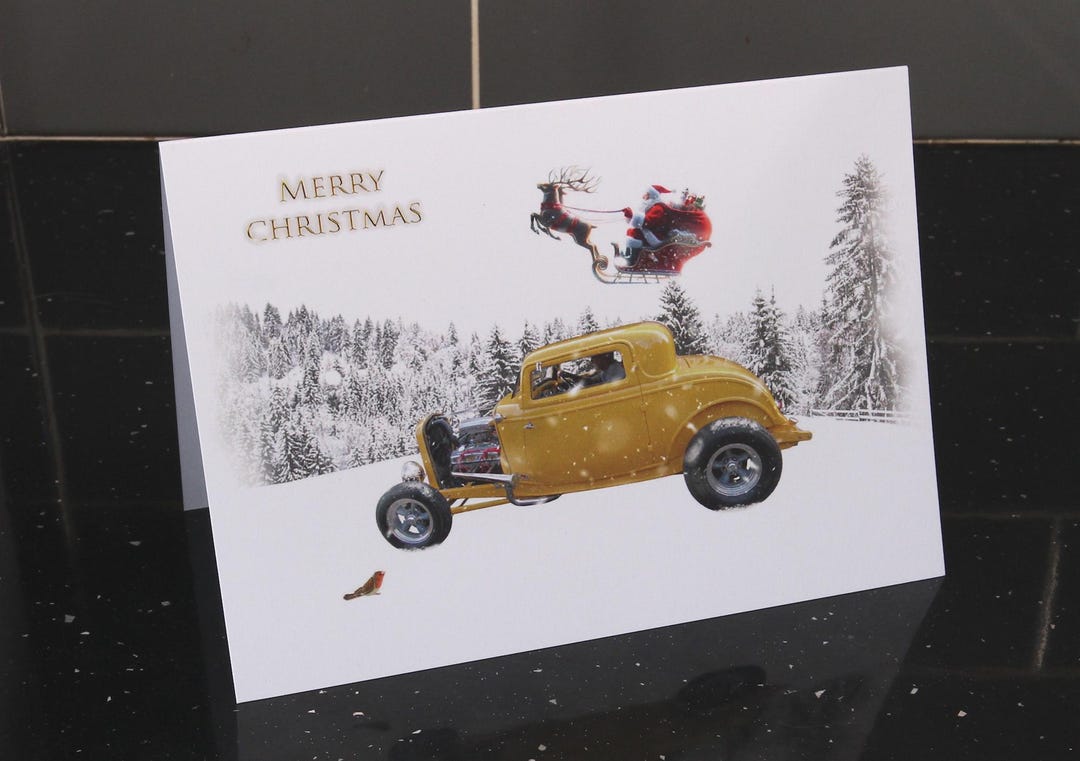 Hot Rod Car Christmas Hot Rod Card for Drag Racing Lover. Ideal for ...