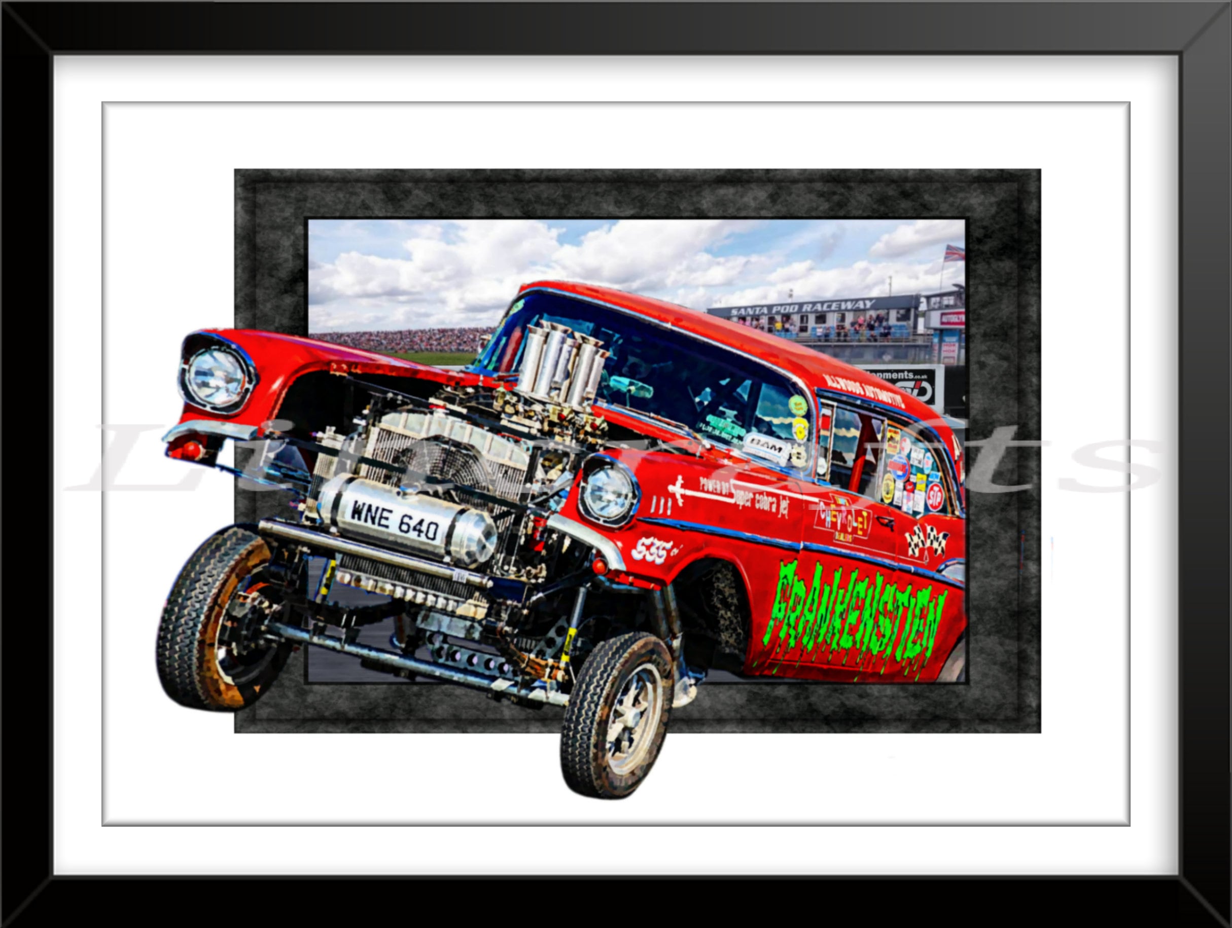 Birthday Card for Men, Drag Race Greeting Card, Frankenstien Chevy ...