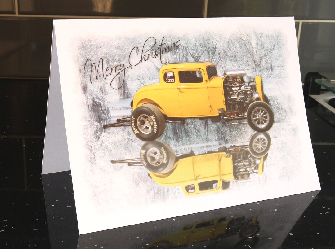 Hot Rod Car Christmas Hot Rod Card for Drag Racing Lover. Ideal for ...