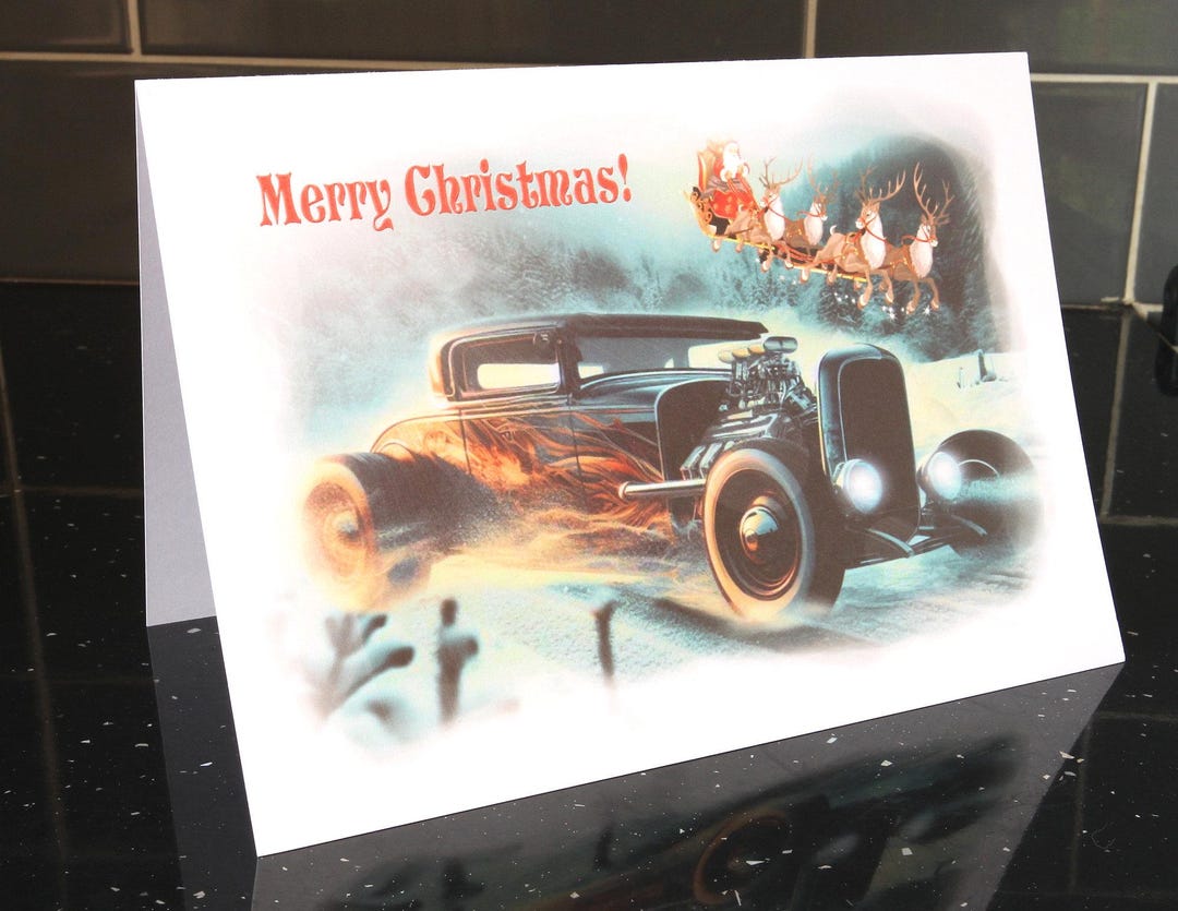 Hot Rod Car Christmas Hot Rod Card for Drag Racing Lover. Ideal for ...
