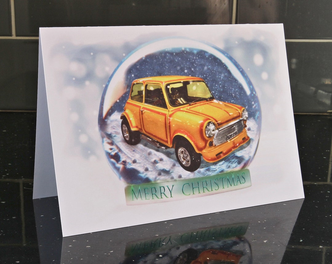Car Christmas Card. Customised Mini “that Mini” Snow Globe Pic, Xmas ...