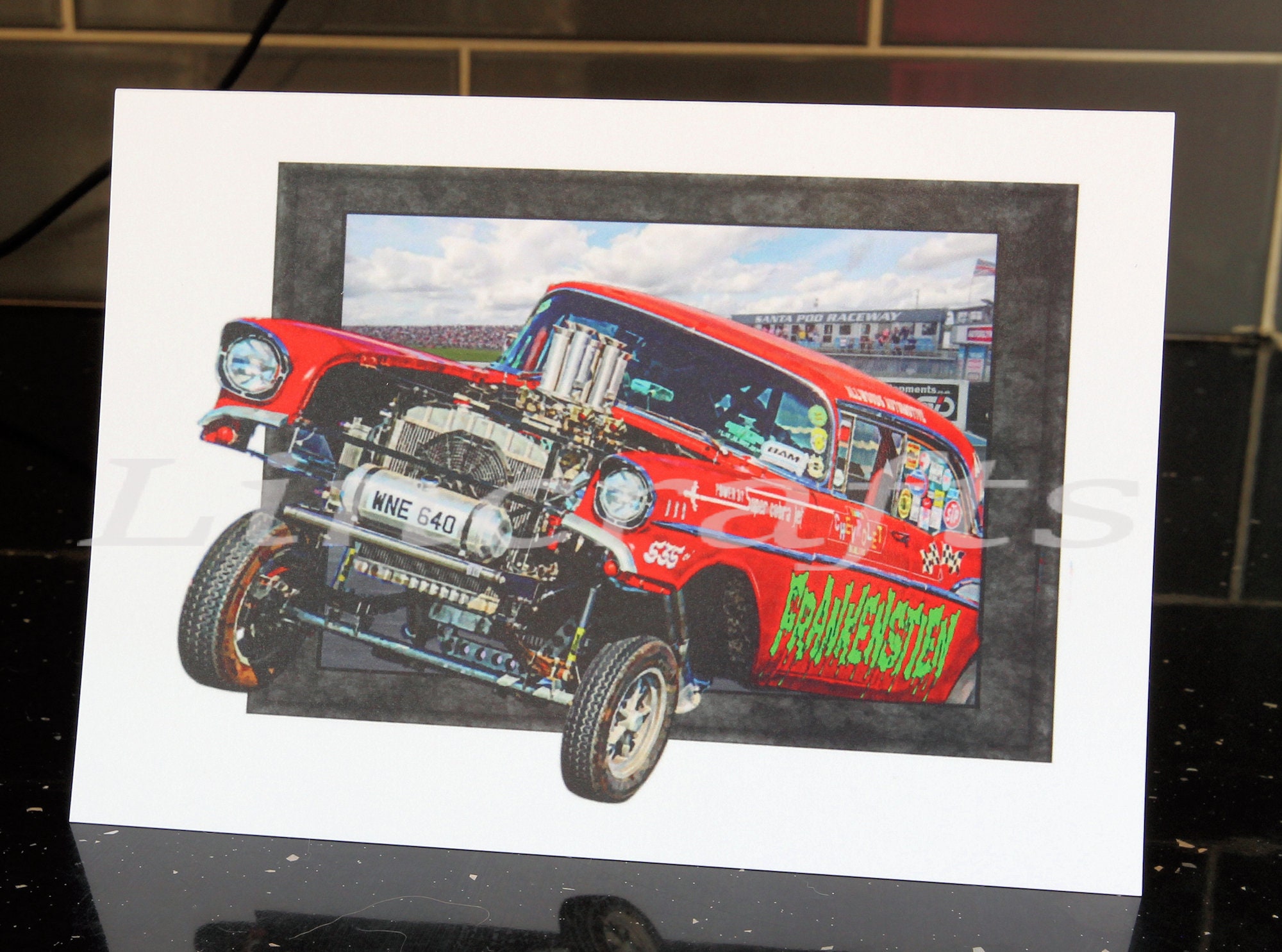 Birthday Card for Men, Drag Race Greeting Card, Frankenstien Chevy ...