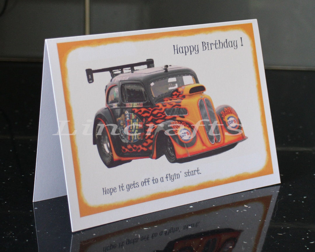 Birthday Card for Him, Outlaw Anglia, Santa Pod Raceway, Greeting Card ...