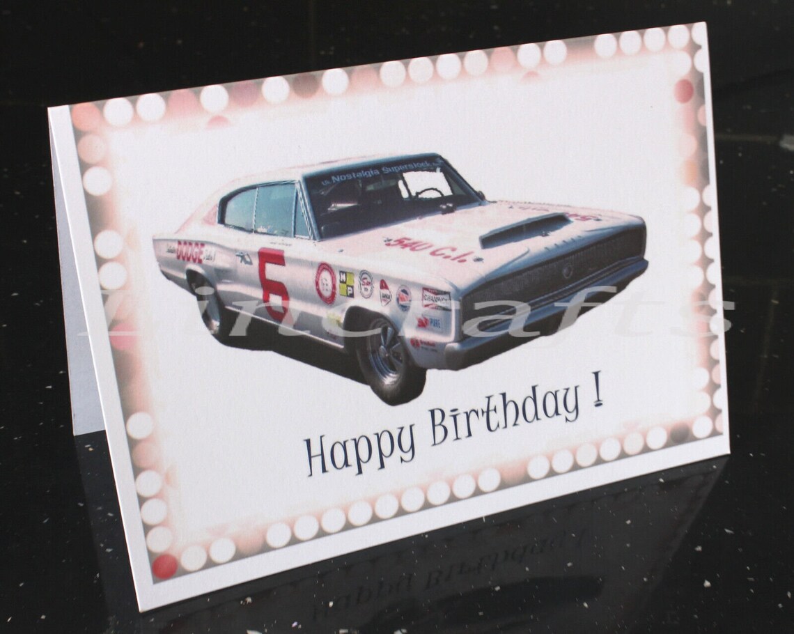 Birthday Card for Men, Dodge Charger American Car Greeting Card, Hot ...