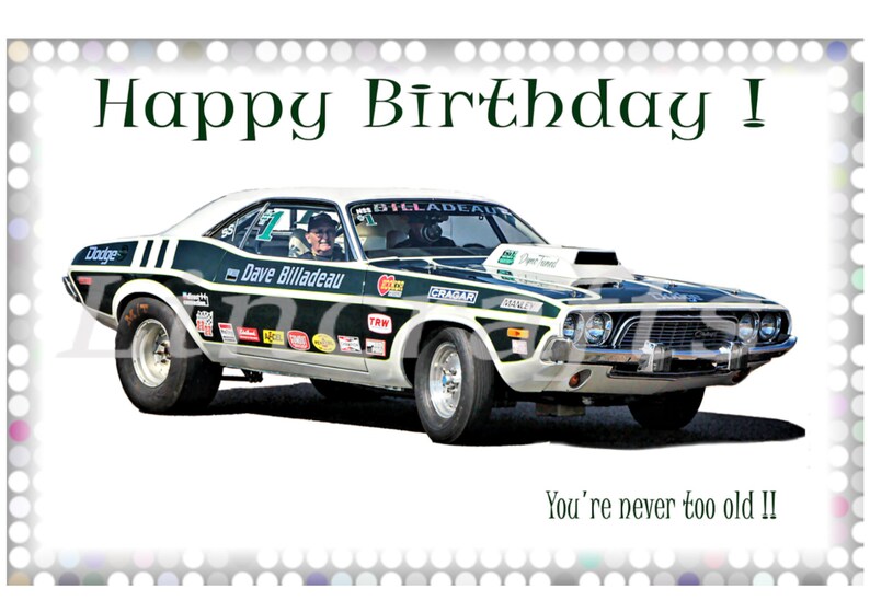 Birthday Card for Men, Dodge Challenger American Car Greeting Card, Hot ...