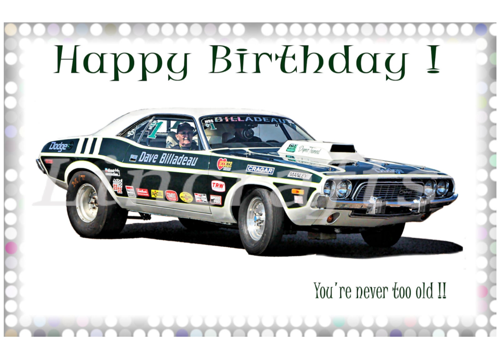 Birthday Card for Men, Dodge Challenger American Car Greeting Card, Hot ...