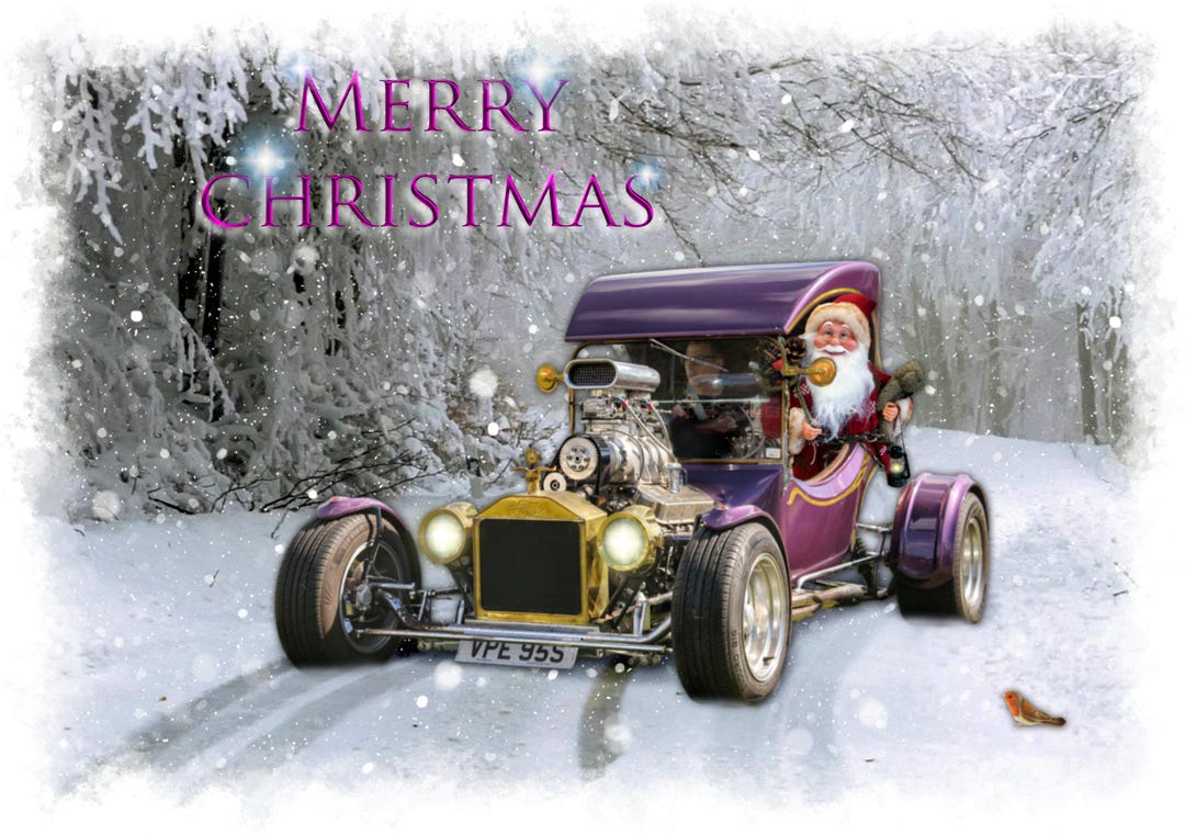 Christmas Hot Rod, Revenge Model T Card for Drag Racing Lover. Ideal ...