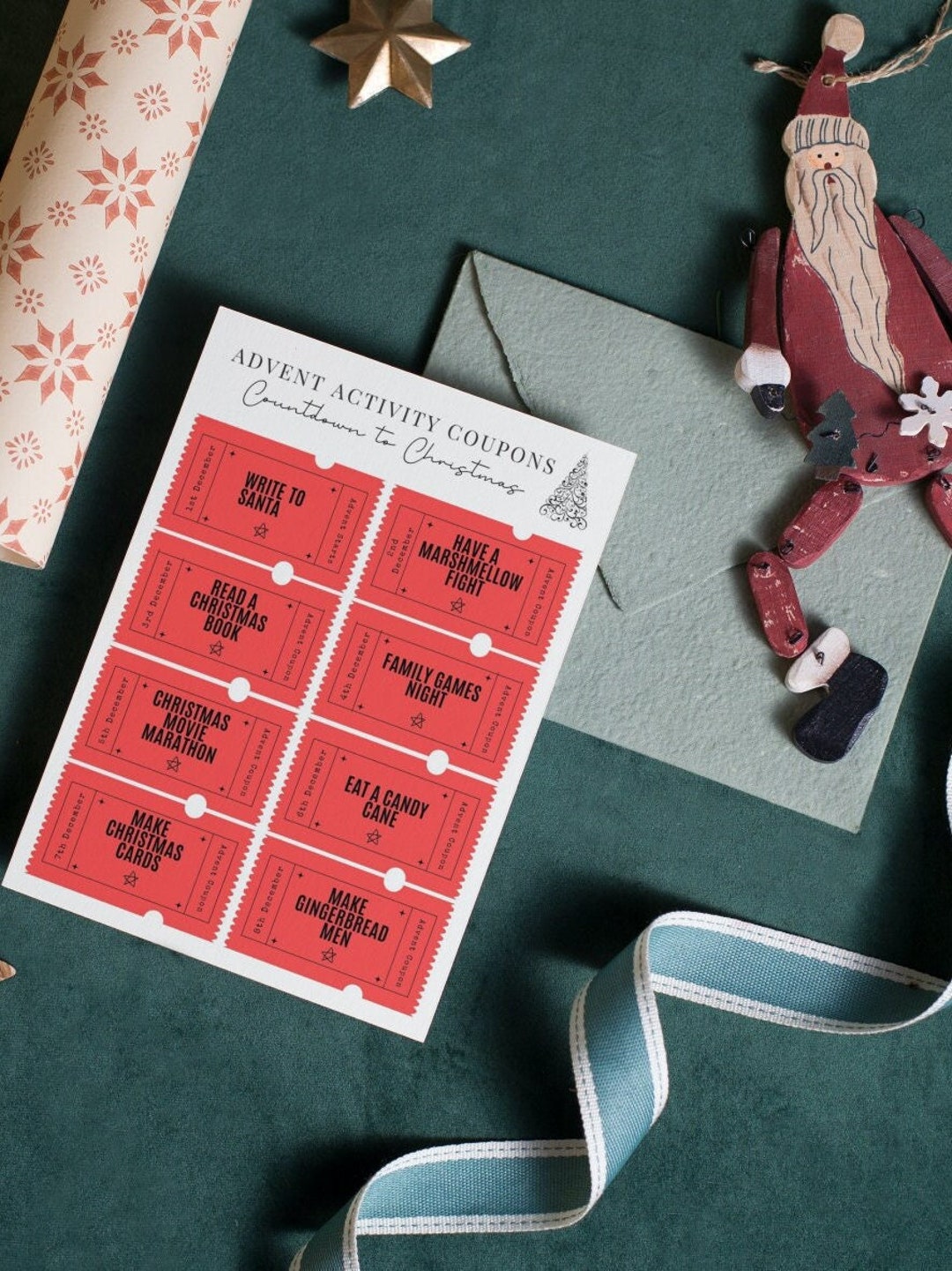 Christmas Advent Calendar Activity Coupons - Downloadable - Etsy
