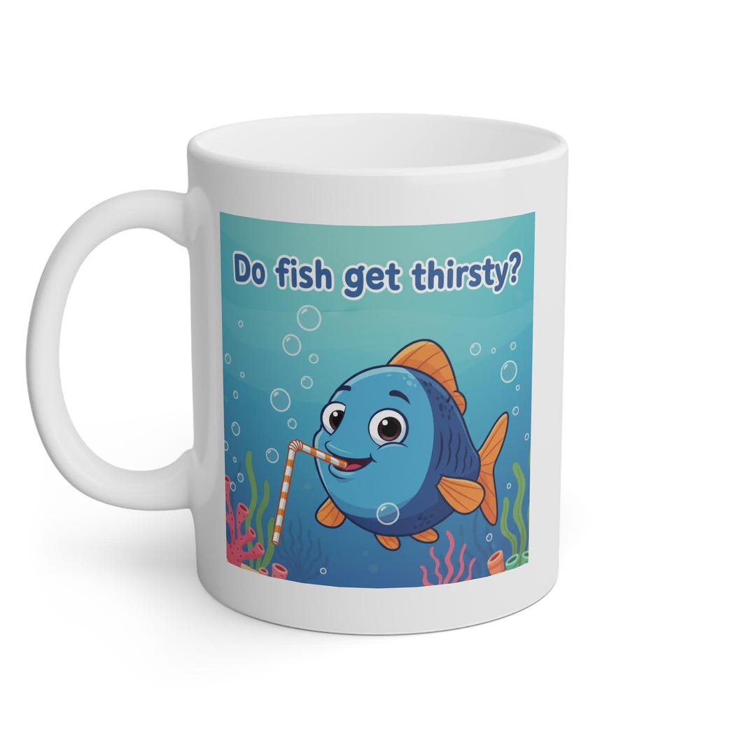 Ask a Stupid Question Day - Funny Fish Coffee Mug: Whimsical Tea Cup ...