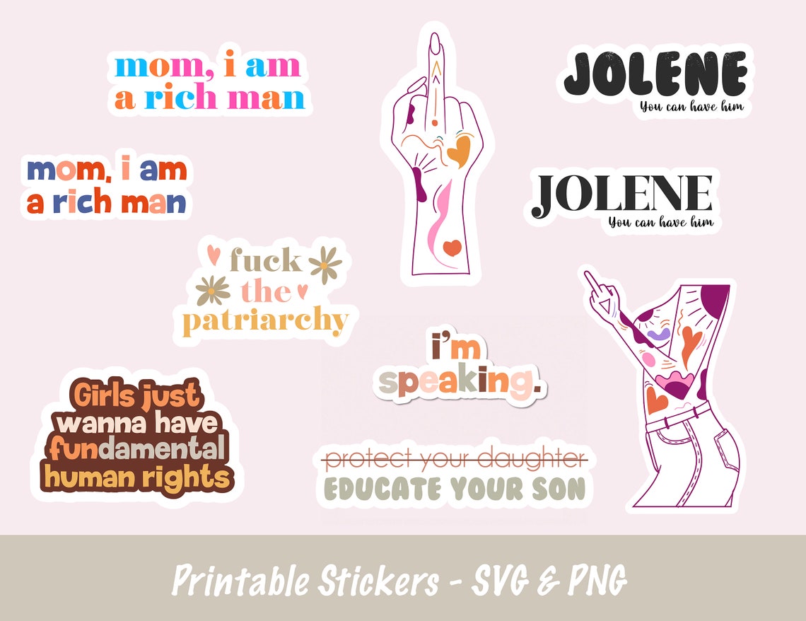 Printable Feminist Stickers Bundle, Feminism Stickers, Print and Cut ...