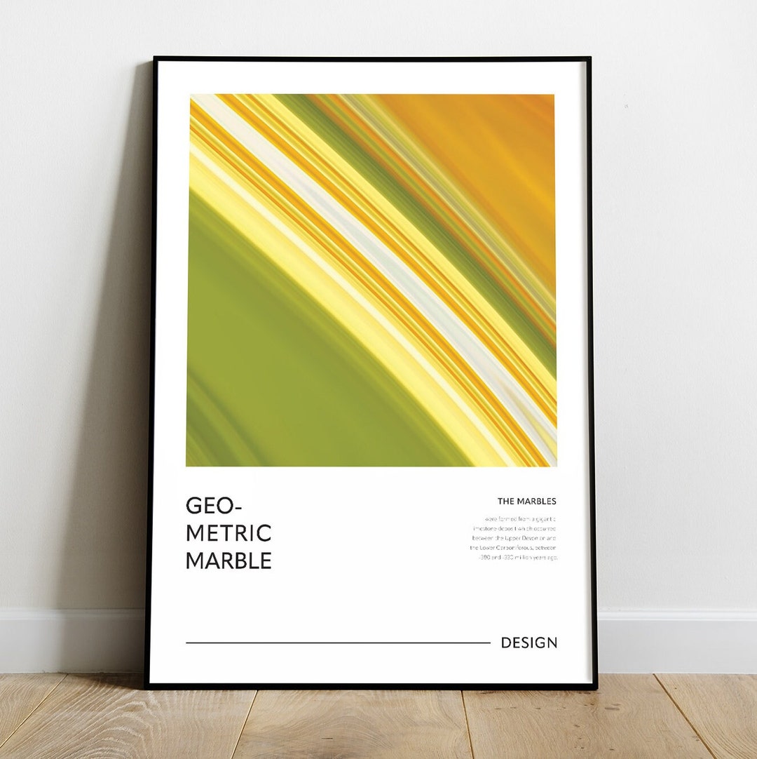 Digital Poster to Print, Green and Yellow Text and Marble Design Poster ...