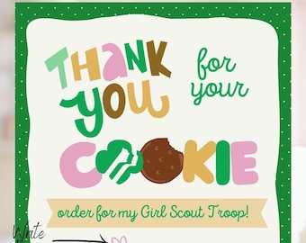 Girl Scout Cookie Thank You Card, Download and Print, Girl Scout Cookie ...
