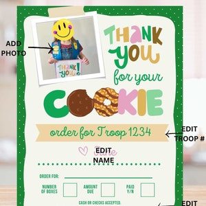Girl Scout Cookie Thank You *EDIT IN CANVA* - Etsy