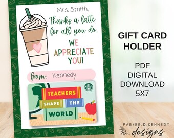 Coffee Gift Card Holder Teacher Appreciation - Etsy